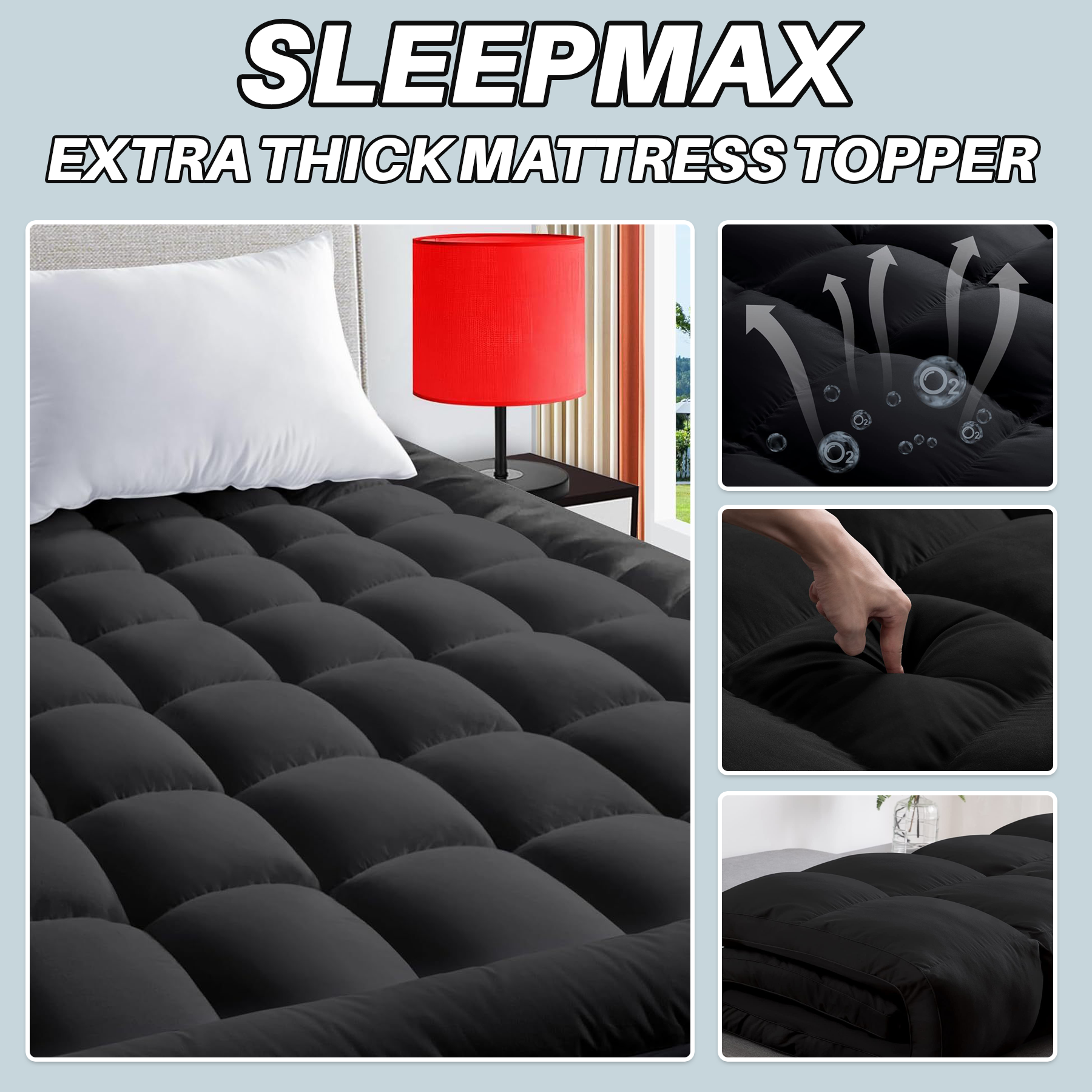 SleepMax Extra Thick Mattress Topper | Extra Thick, Cooling, Pressure