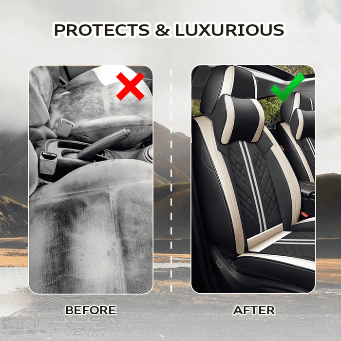 ZETAS 2024 Full Set Car Seat Covers – Waterproof Leather, Universal Fit ...