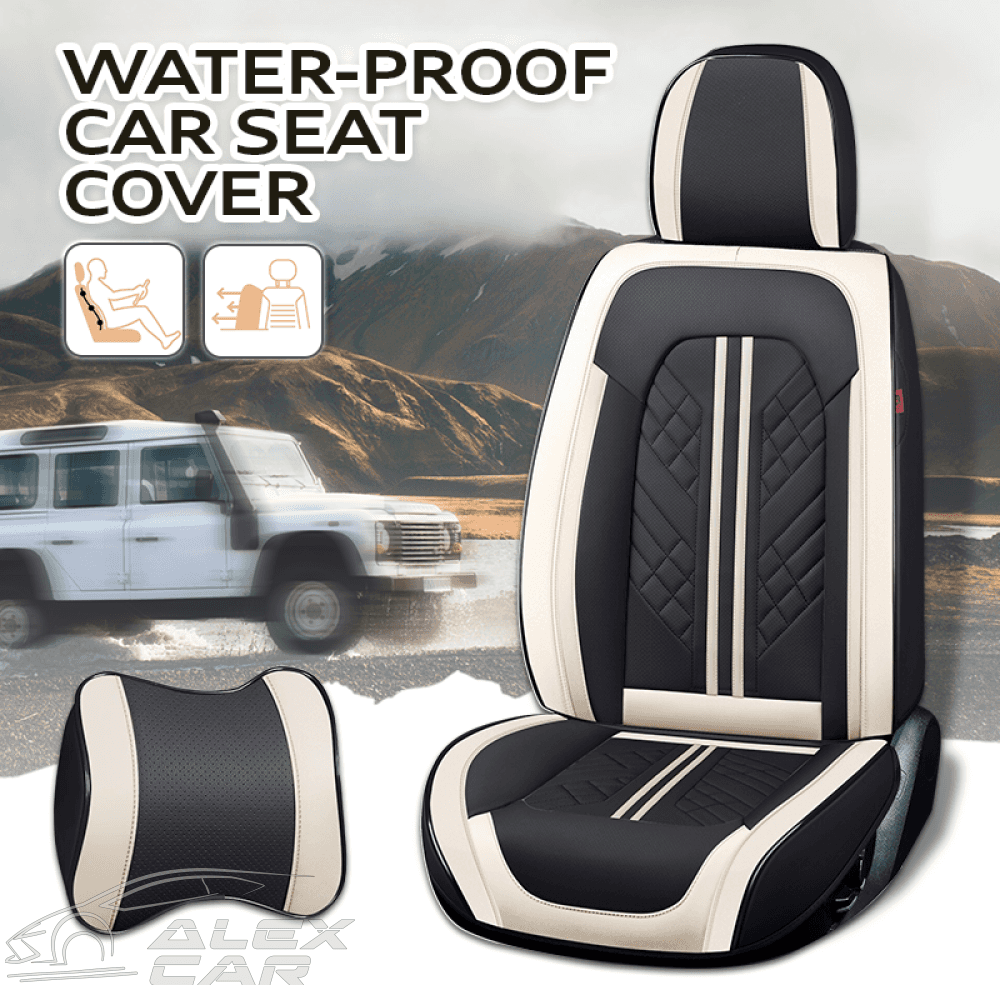 ZETAS 2024 Full Set Car Seat Covers – Waterproof Leather, Universal Fit ...